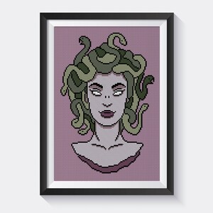 Medusa Gorgon Cross Stitch Pattern, Goth Cross Stitch Pattern, Modern ...