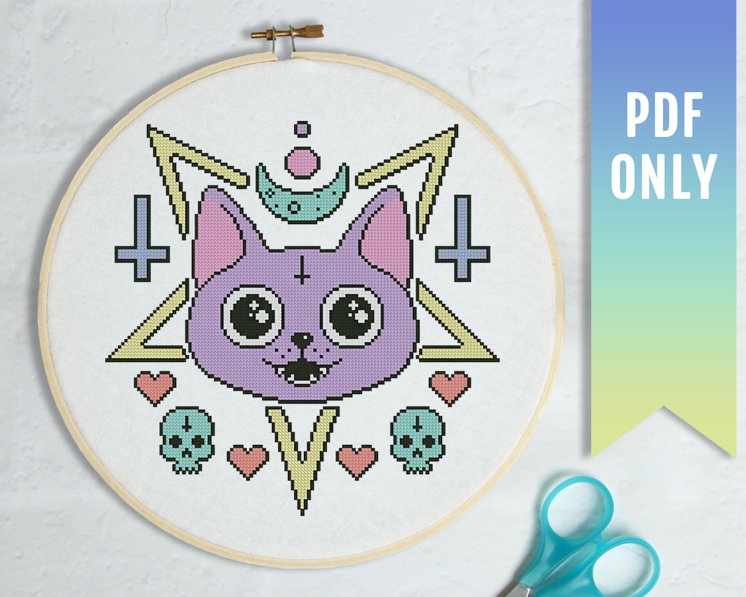 Pastel Goth Cross Stitch Pattern to Download, Goth Cross Stitch Pattern ...