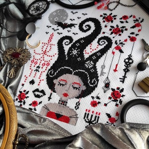 Vampire Cross Stitch Pattern, Modern Folk Cross Stitch PDF Pattern ...