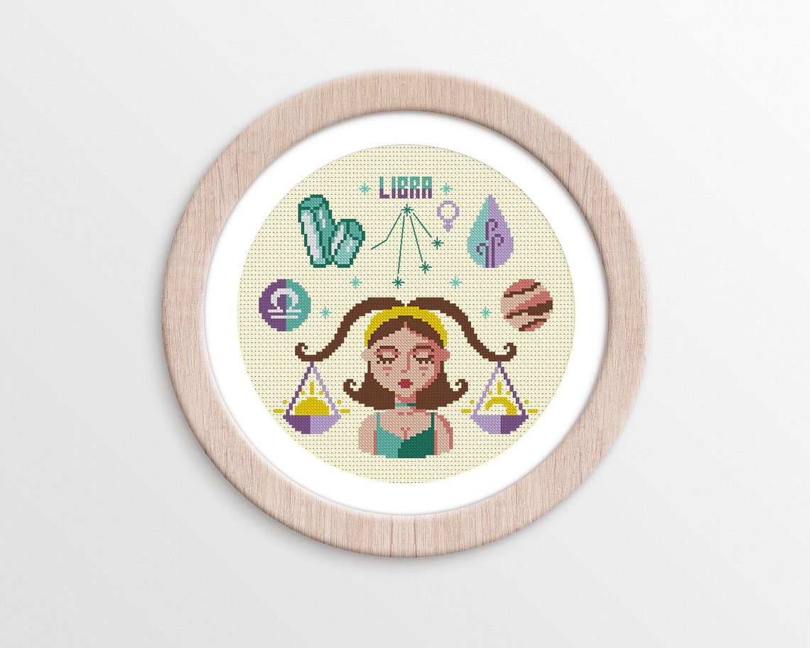 Libra Zodiac Sign Cross Stitch Pattern, Astrology DIY Gift (PDF) - Etsy