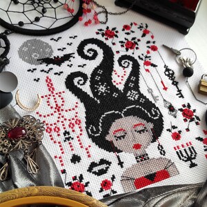 Vampire Cross Stitch Pattern, Modern Folk Cross Stitch PDF Pattern ...