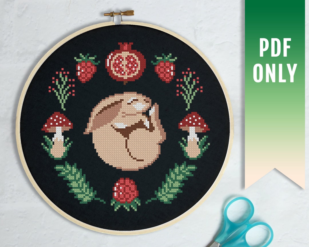 Rabbit Cross Stitch Pattern PDF, Cross Stitch Pattern Woodland, Bunny ...