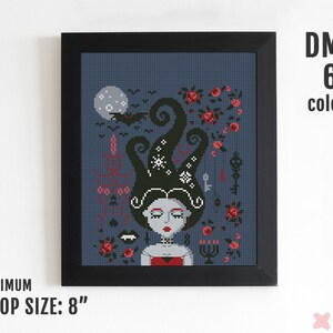 Vampire Cross Stitch Pattern, Modern Folk Cross Stitch PDF Pattern ...