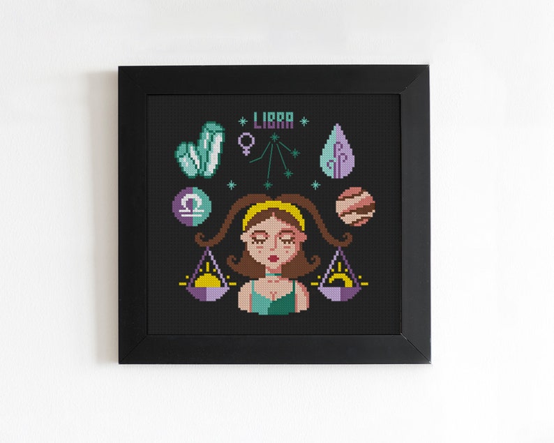 Libra Zodiac Sign Cross Stitch Pattern to Download Zodiac - Etsy