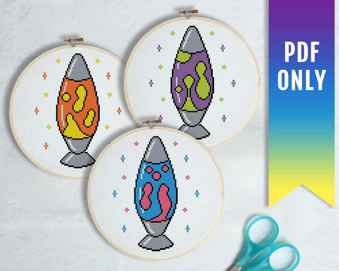 Lava Lamp Cross Stitch Pattern, Set of 3 Modern Cross Stitch PDF ...
