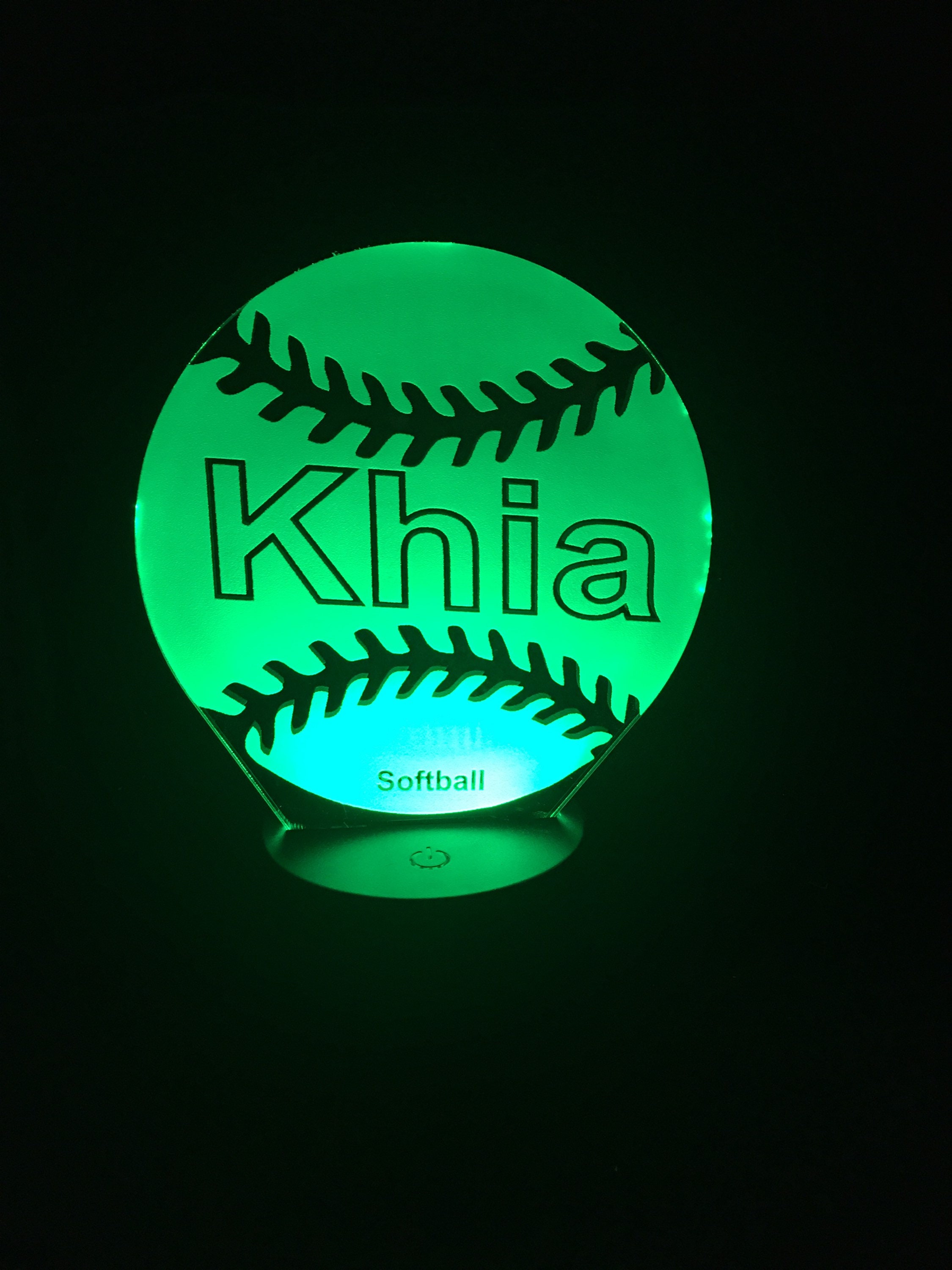 Personalized Softball LED Lit Lamp - Etsy