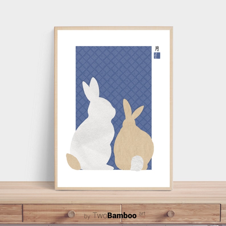 Japanese Rabbit Decor, Usagi Print, Bunny Wall Art, Printable Wall Art ...
