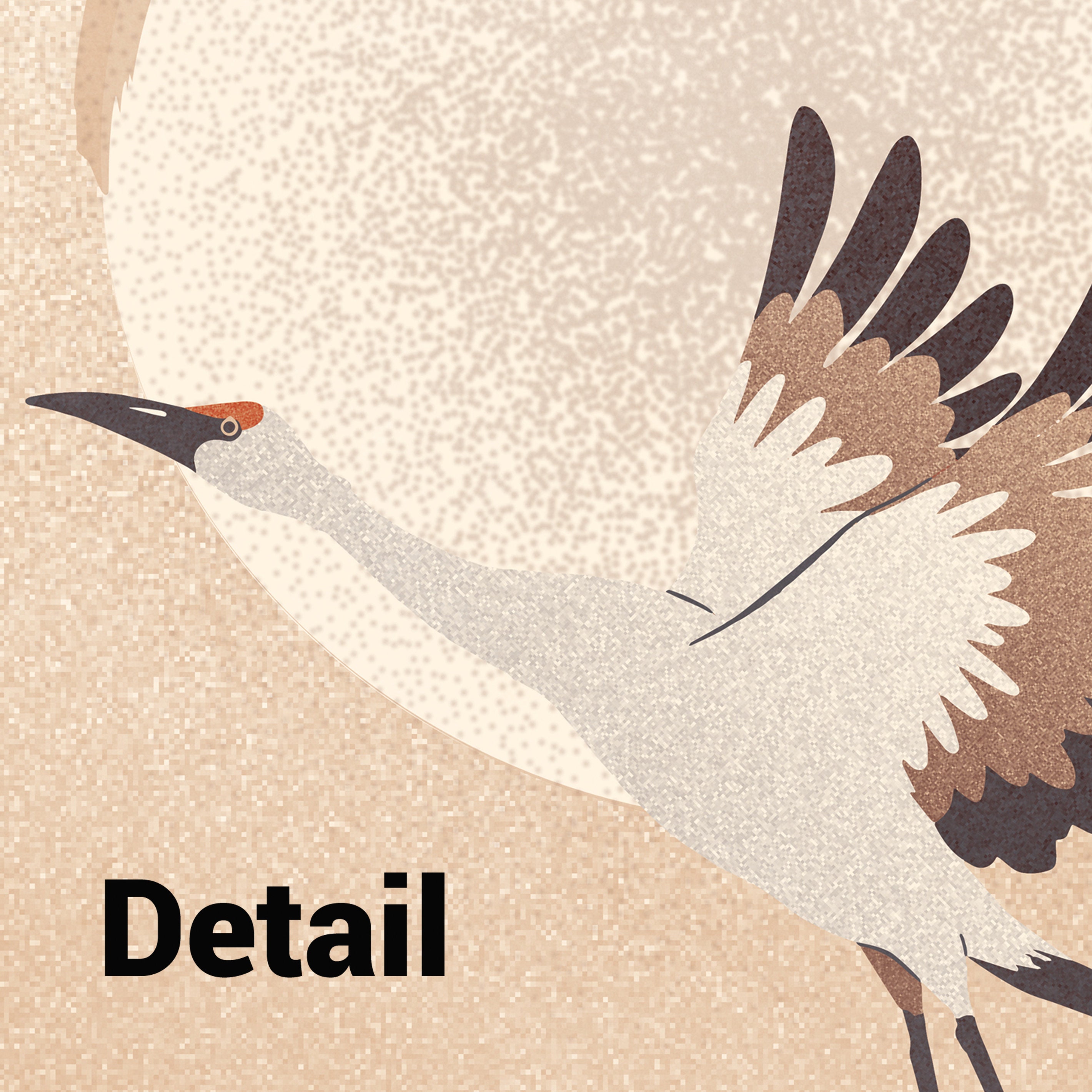 Boho Crane Art: Japanese Symbolism, Earthy Tones, Minimalist Decor ...