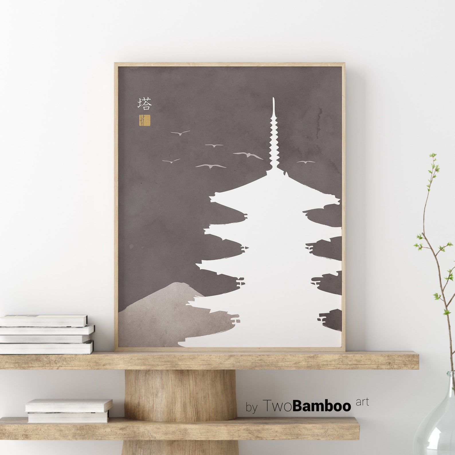 Pagoda Print, Japanese Pagoda Art, Japan Wall Decor, Chureito Pagoda ...