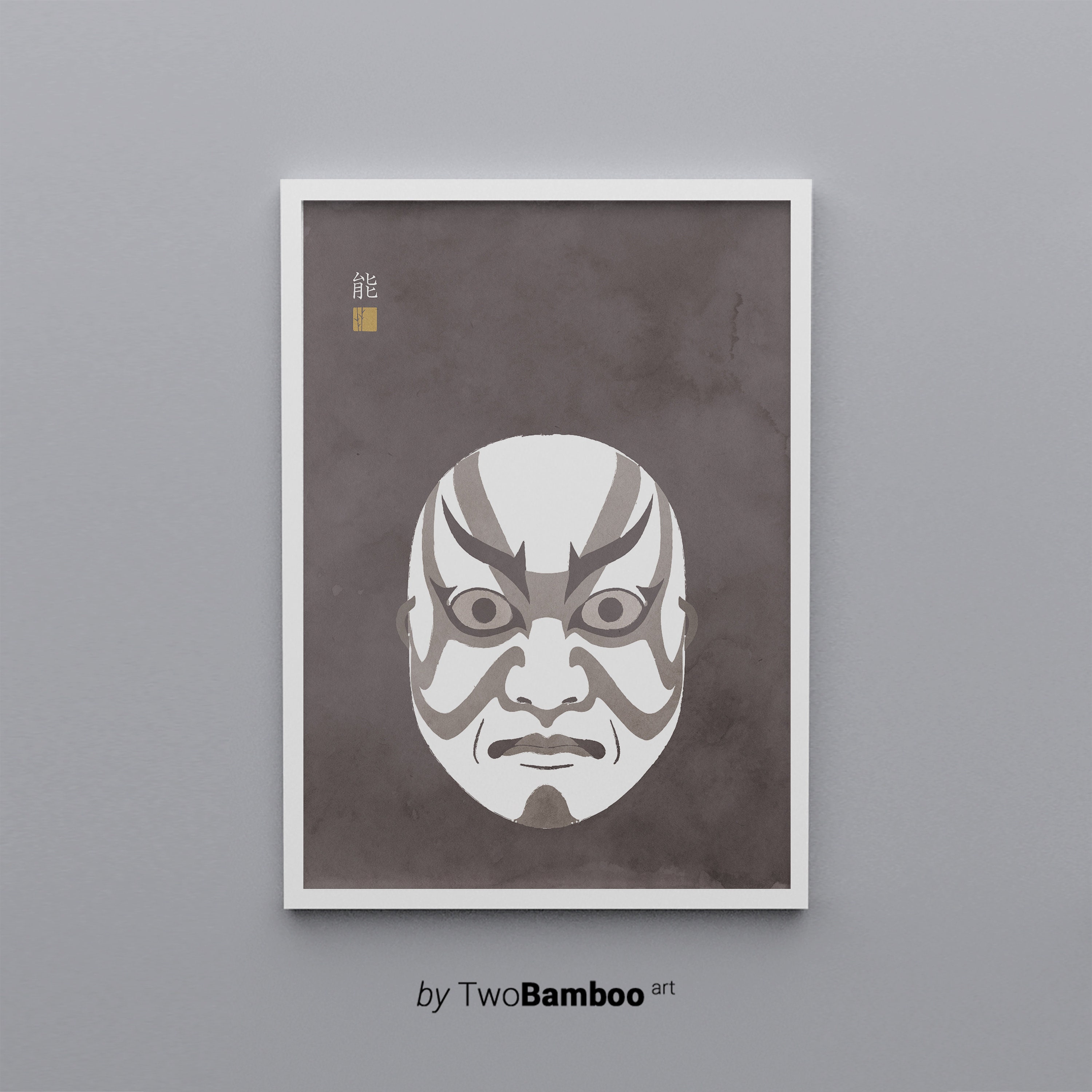 Japanese Kabuki Mask Print, Print Japanese Mask, Japandi Kabuki Art ...
