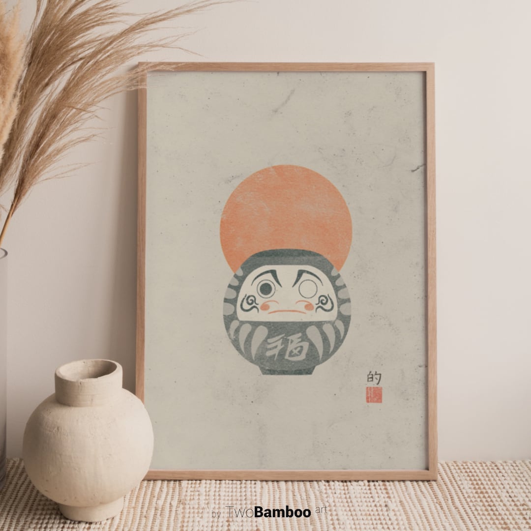 Vintage Daruma Art Print - Japanese Doll Wall Decor, Instant Download ...