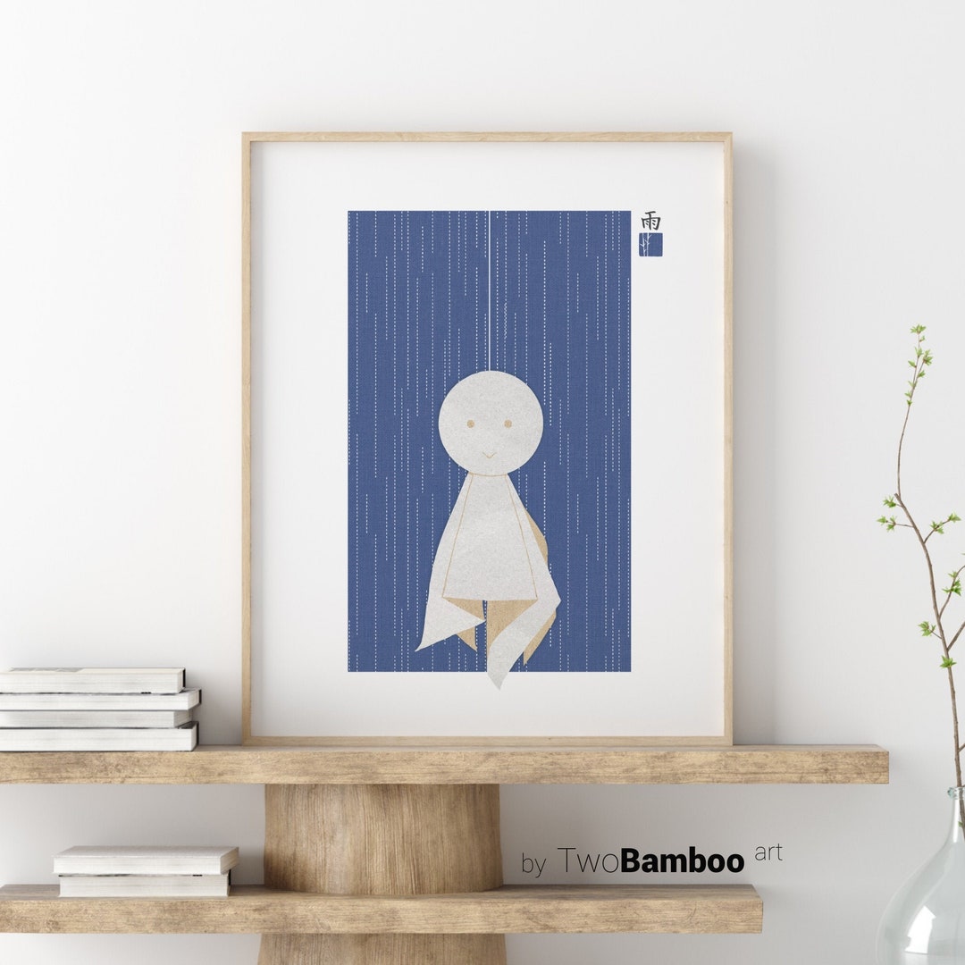 Teru Teru Bozu, Teru Teru Print, Indigo Wall Art, Navy Blue Wall Decor ...