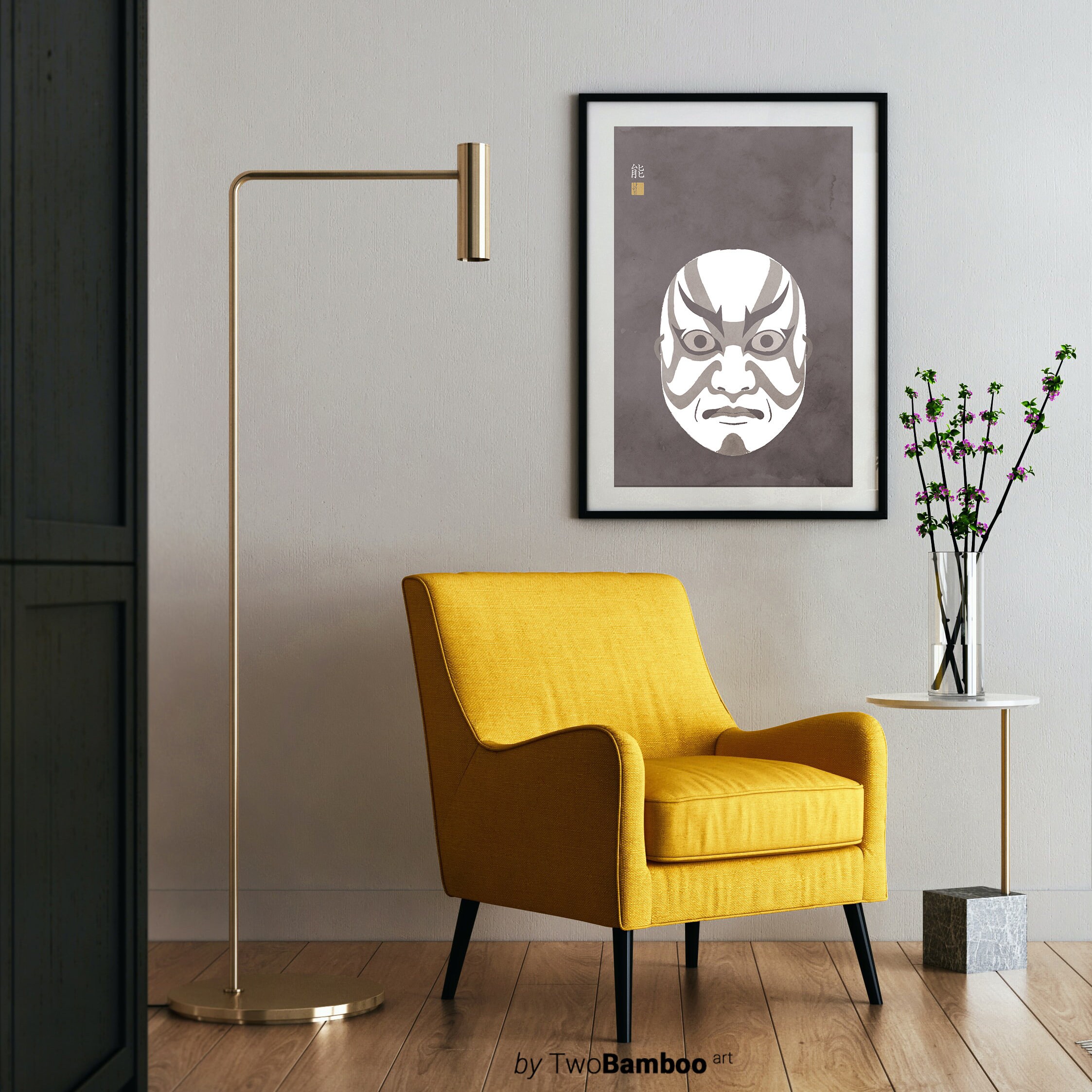 Japanese Kabuki Mask Print, Print Japanese Mask, Japandi Kabuki Art ...