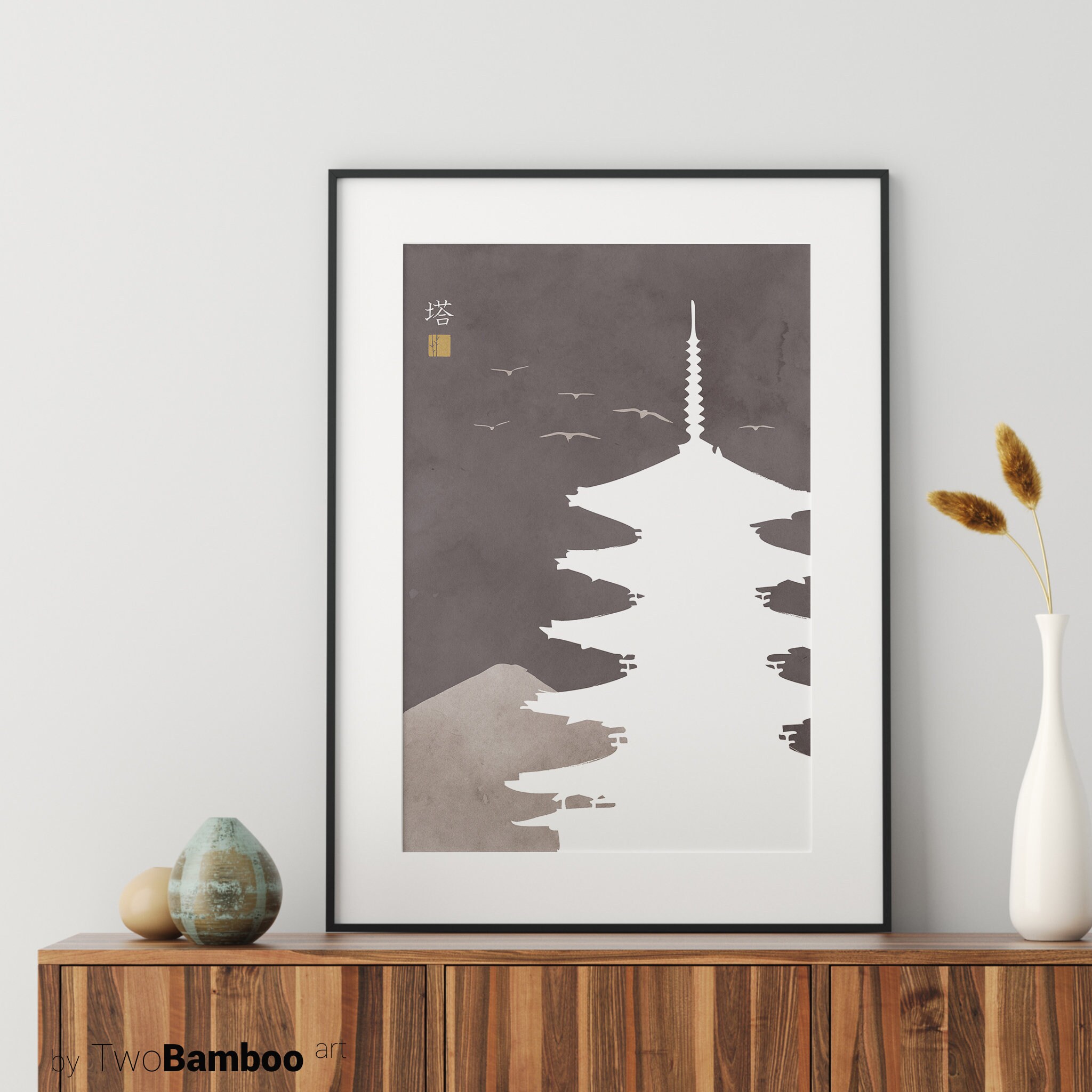 Pagoda Print, Japanese Pagoda Art, Japan Wall Decor, Chureito Pagoda ...