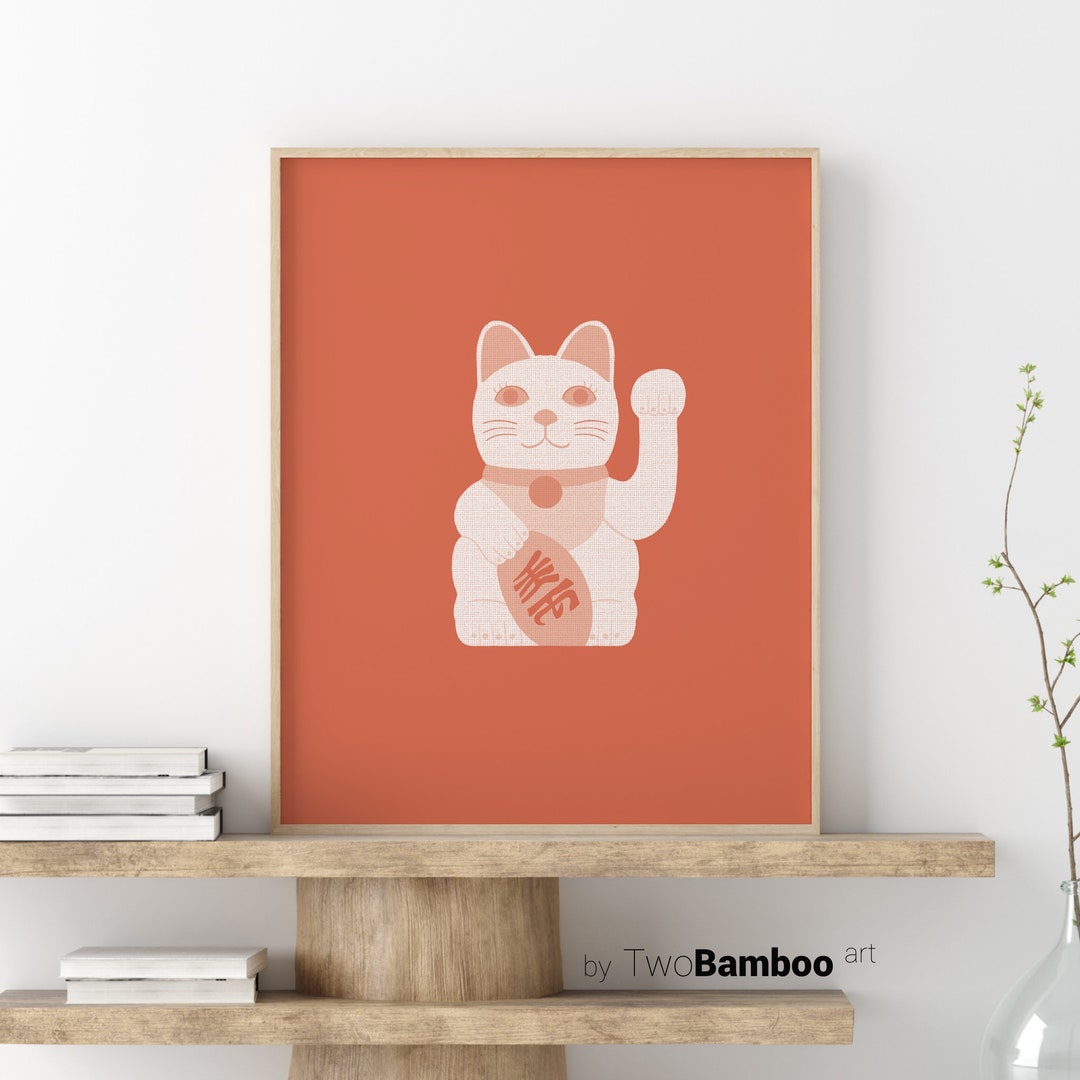 Maneki Neko Print, Lucky Cat Print, Japan Art Decor, Printable Wall Art ...