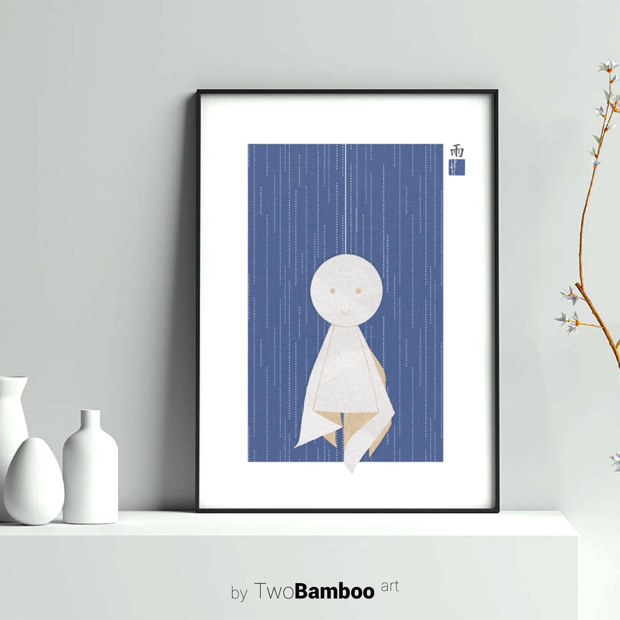 Teru Teru Bozu, Teru Teru Print, Indigo Wall Art, Navy Blue Wall Decor ...