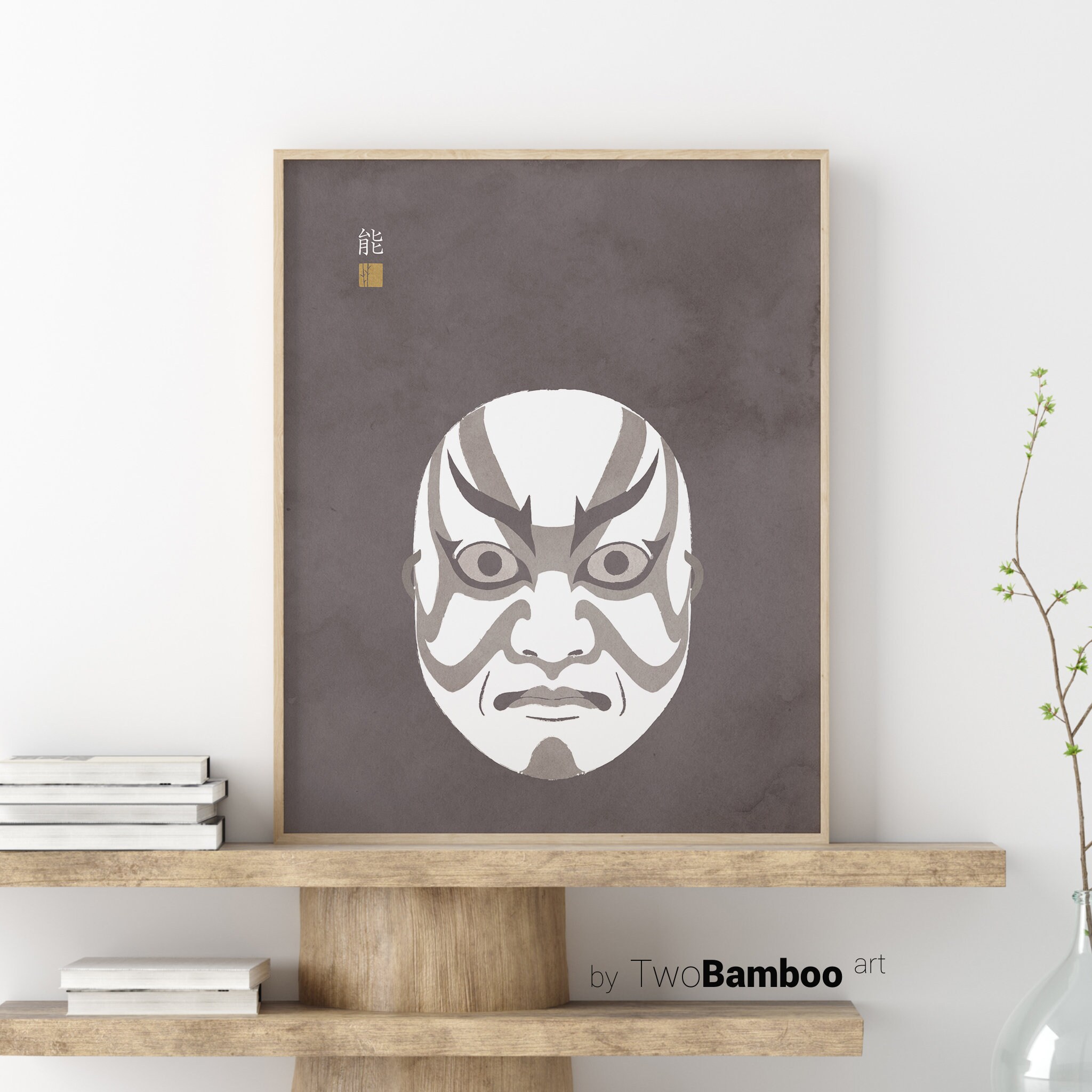 Japanese Kabuki Mask Print, Print Japanese Mask, Japandi Kabuki Art ...