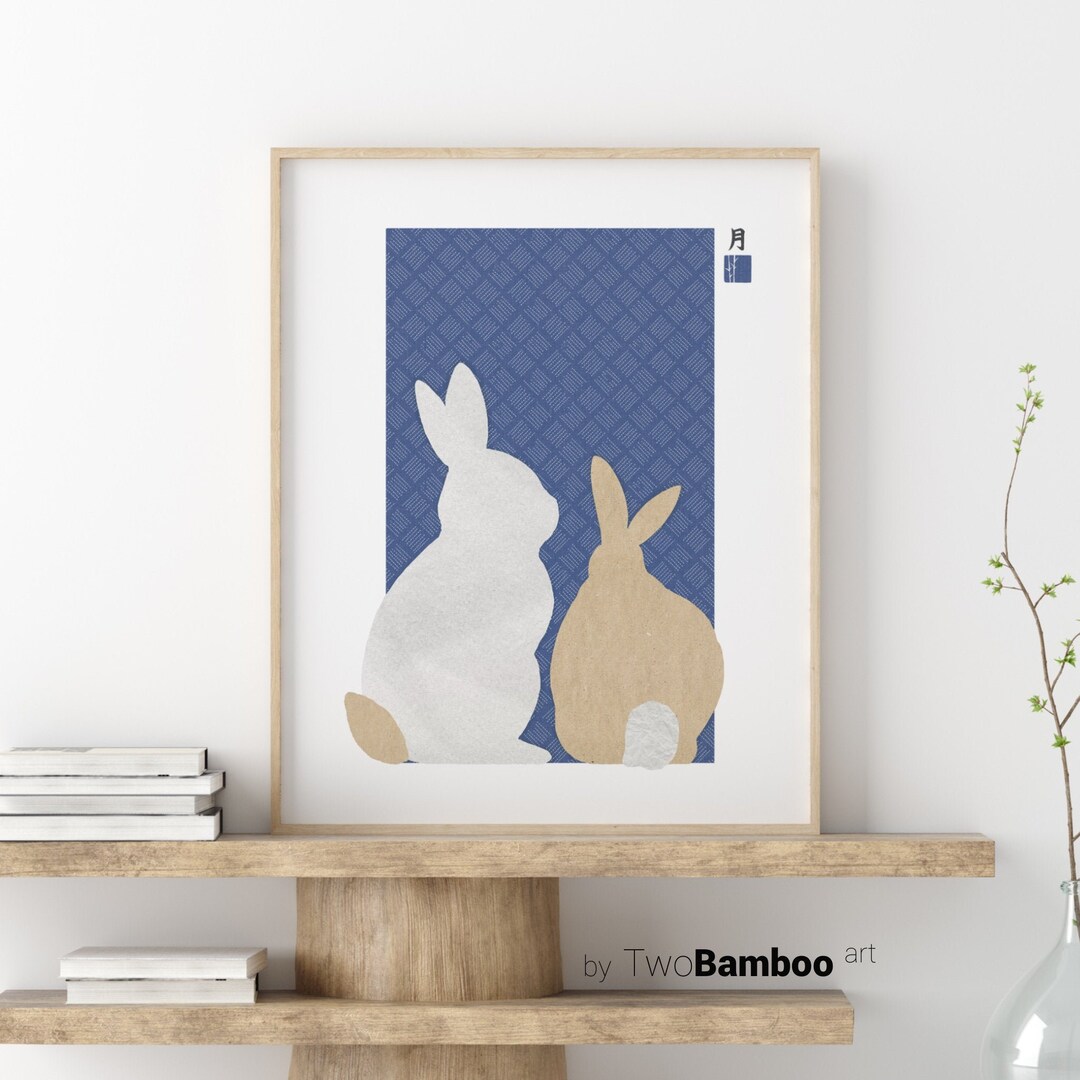 Japanese Rabbit Decor, Usagi Print, Bunny Wall Art, Printable Wall Art ...