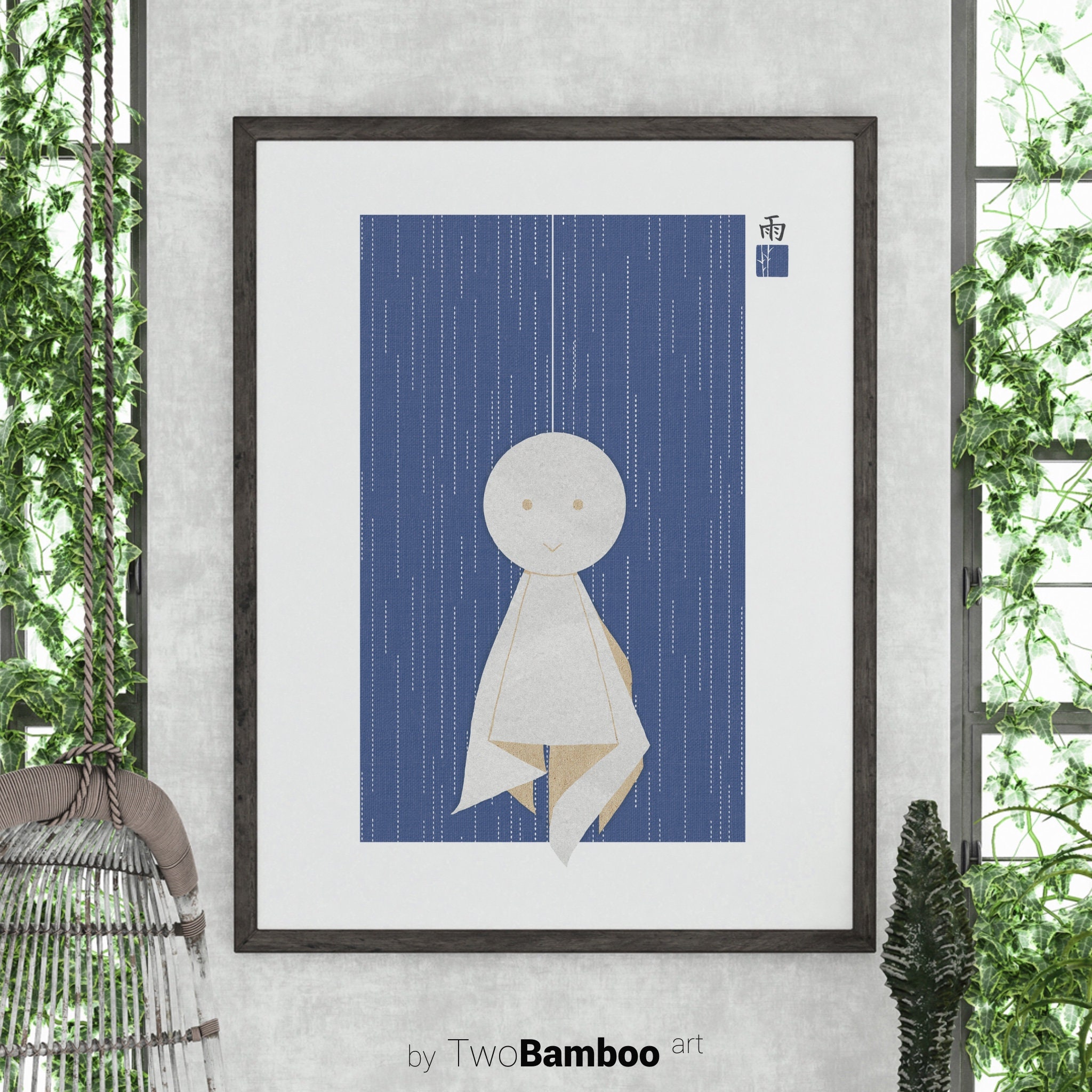 Teru Teru Bozu, Teru Teru Print, Indigo Wall Art, Navy Blue Wall Decor ...