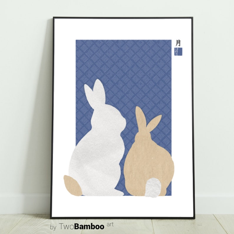 Japanese Rabbit Decor, Usagi Print, Bunny Wall Art, Printable Wall Art ...