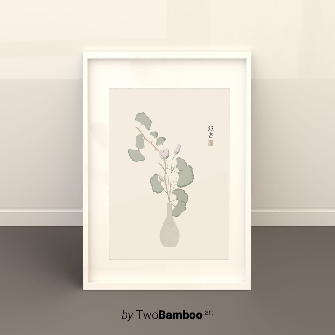 Ikebana Ginkgo Print – Japanese Floral Wall Art – Minimalist Zen Poster ...