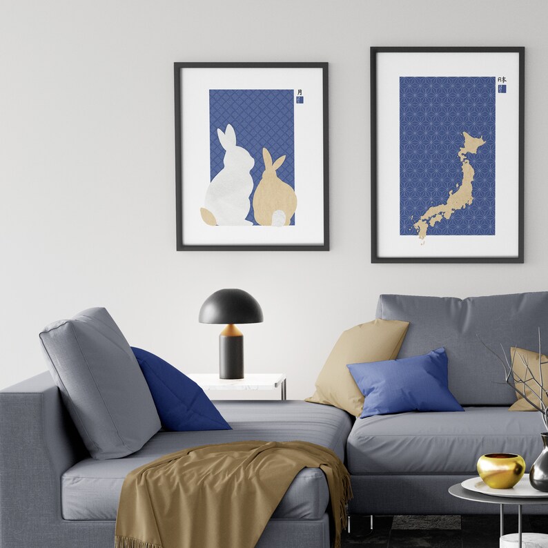 Japanese Rabbit Decor, Usagi Print, Bunny Wall Art, Printable Wall Art ...