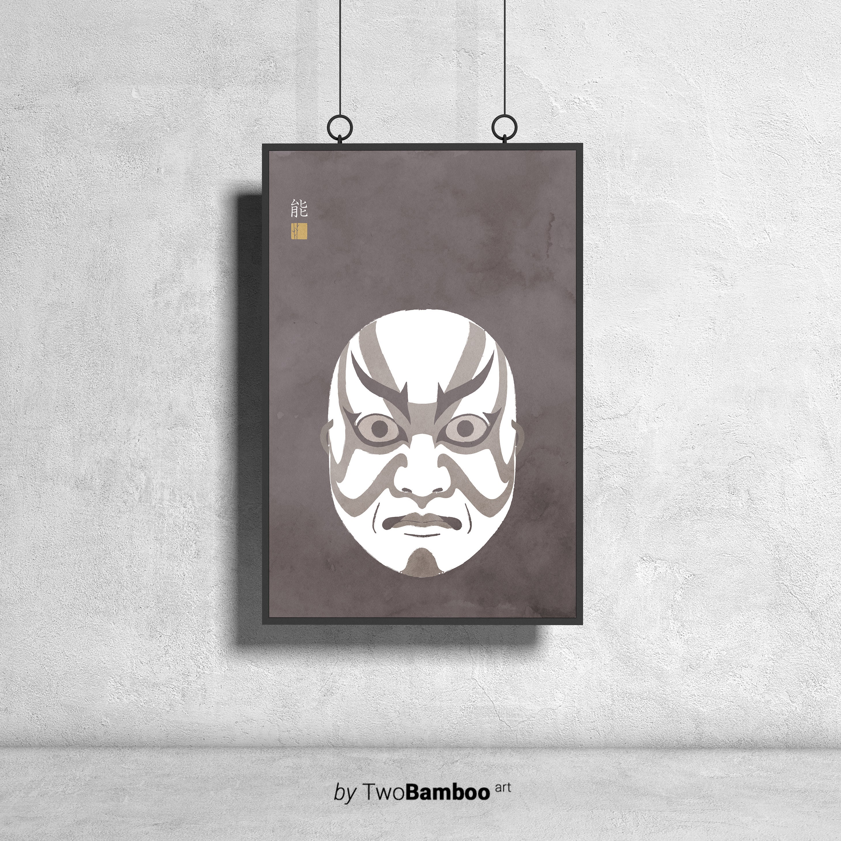 Japanese Kabuki Mask Print, Print Japanese Mask, Japandi Kabuki Art ...