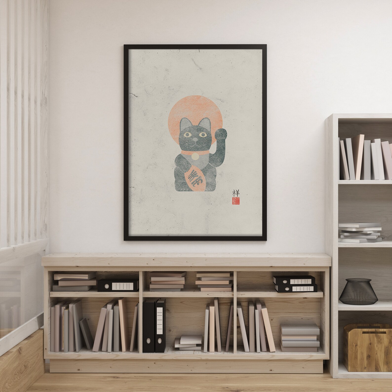 Maneki Neko Print, Lucky Cat Print, Vintage Art Decor, Printable Wall ...