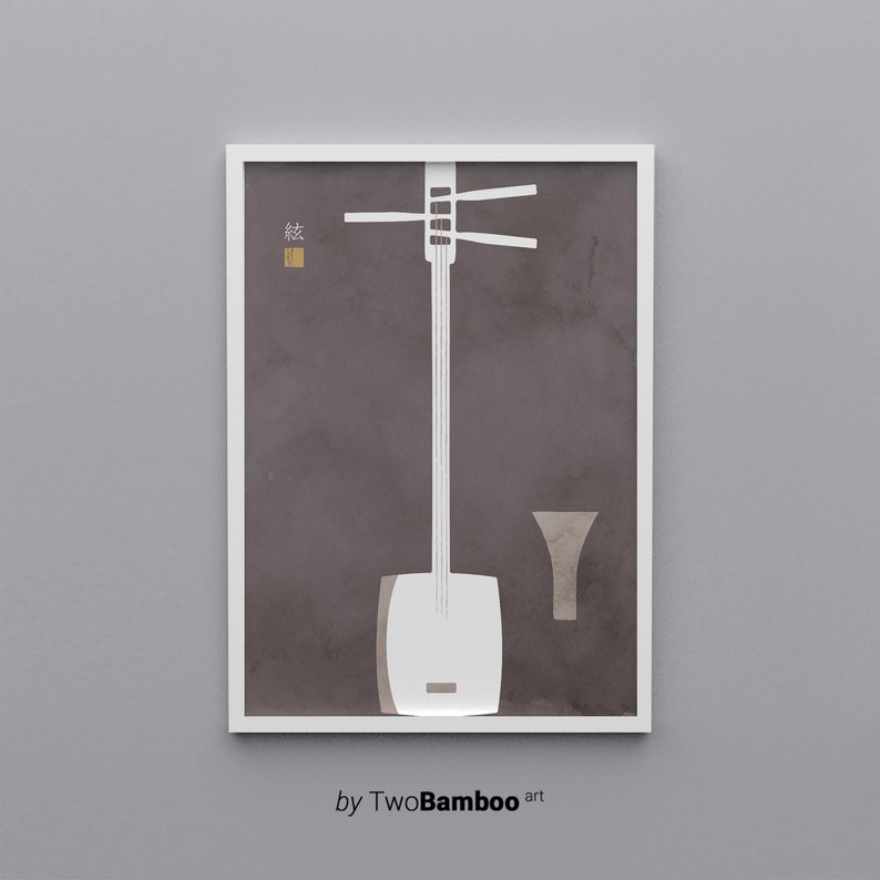 Shamisen Print Shamisen Wall Decor Japandi Wall Art - Etsy