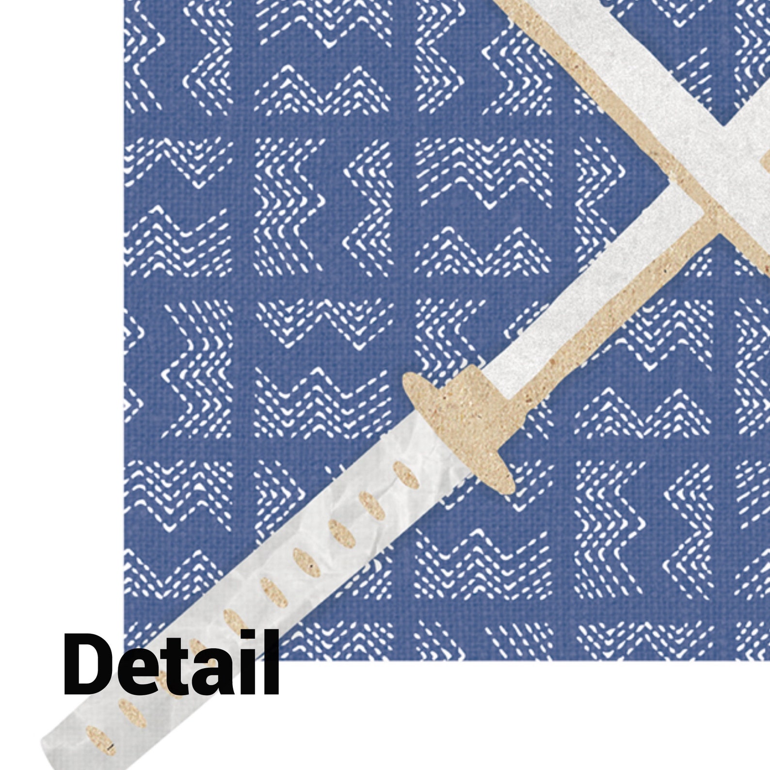 Katana Sword Print: Indigo Sashiko Pattern, Asian Wall Art (digital ...