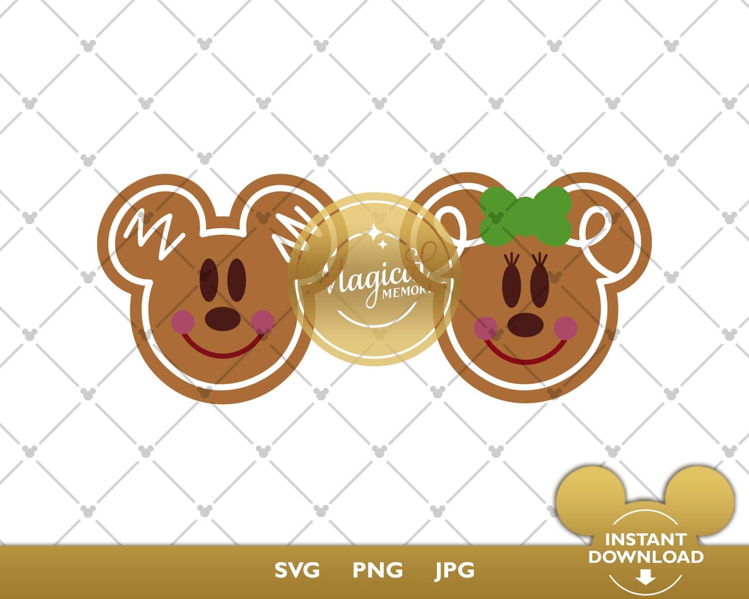 Mickey and Minnie Gingerbread Heads SVG - Christmas Snacks - Etsy