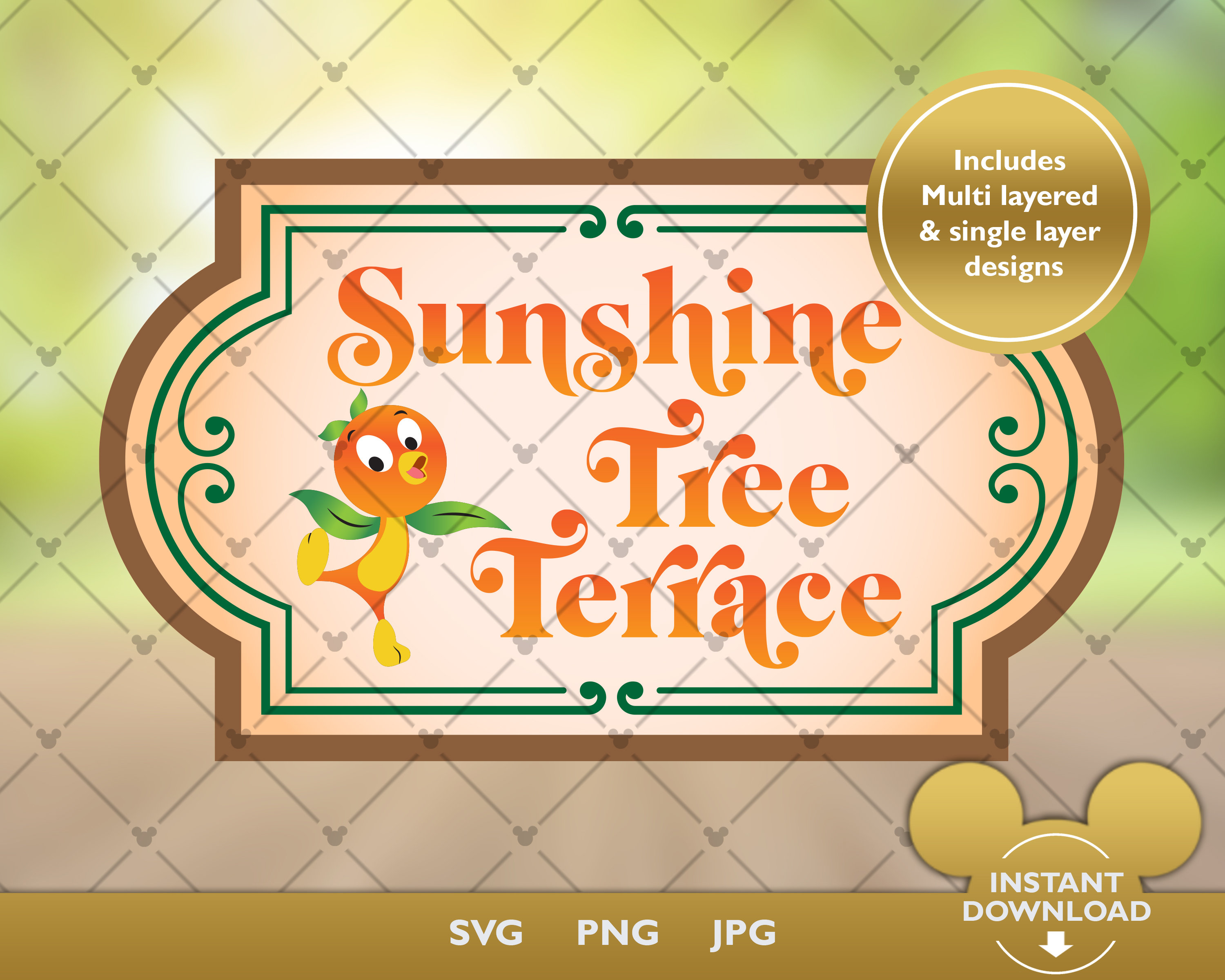 Orange Bird SVG Cutting File - Sunshine Tree Terrace SVG Sign - Etsy