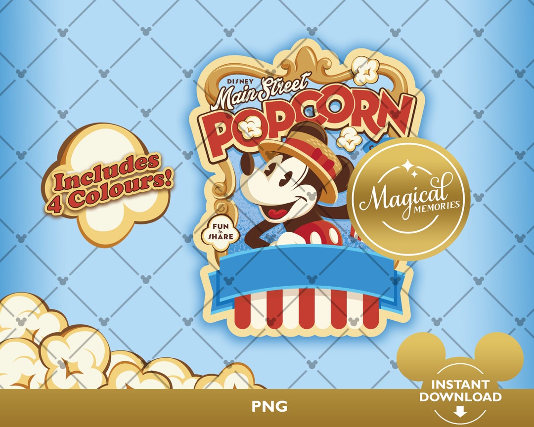 Mickey Popcorn Label - Main Street Popcorn - Etsy