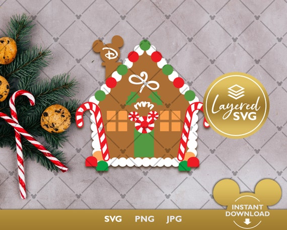 Mickey Gingerbread House SVG | Etsy