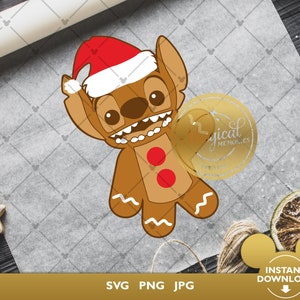 Stitch Gingerbread SVG - Christmas Snacks - Etsy