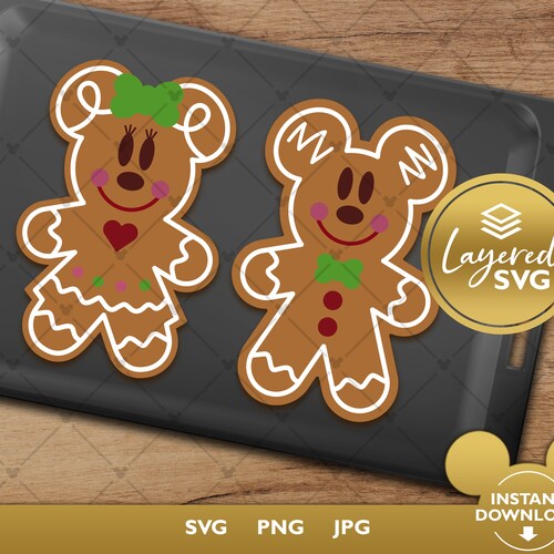 Mickey and Minnie Gingerbread SVG Christmas Snacks - Etsy Canada