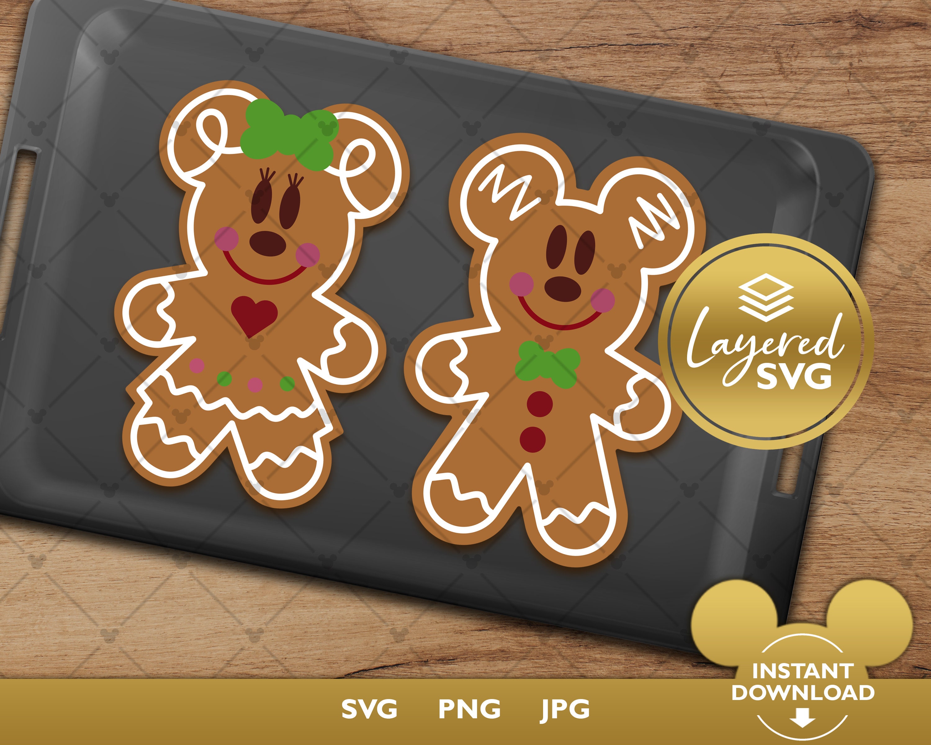 Mickey and Minnie Gingerbread SVG - Christmas Snacks - Etsy