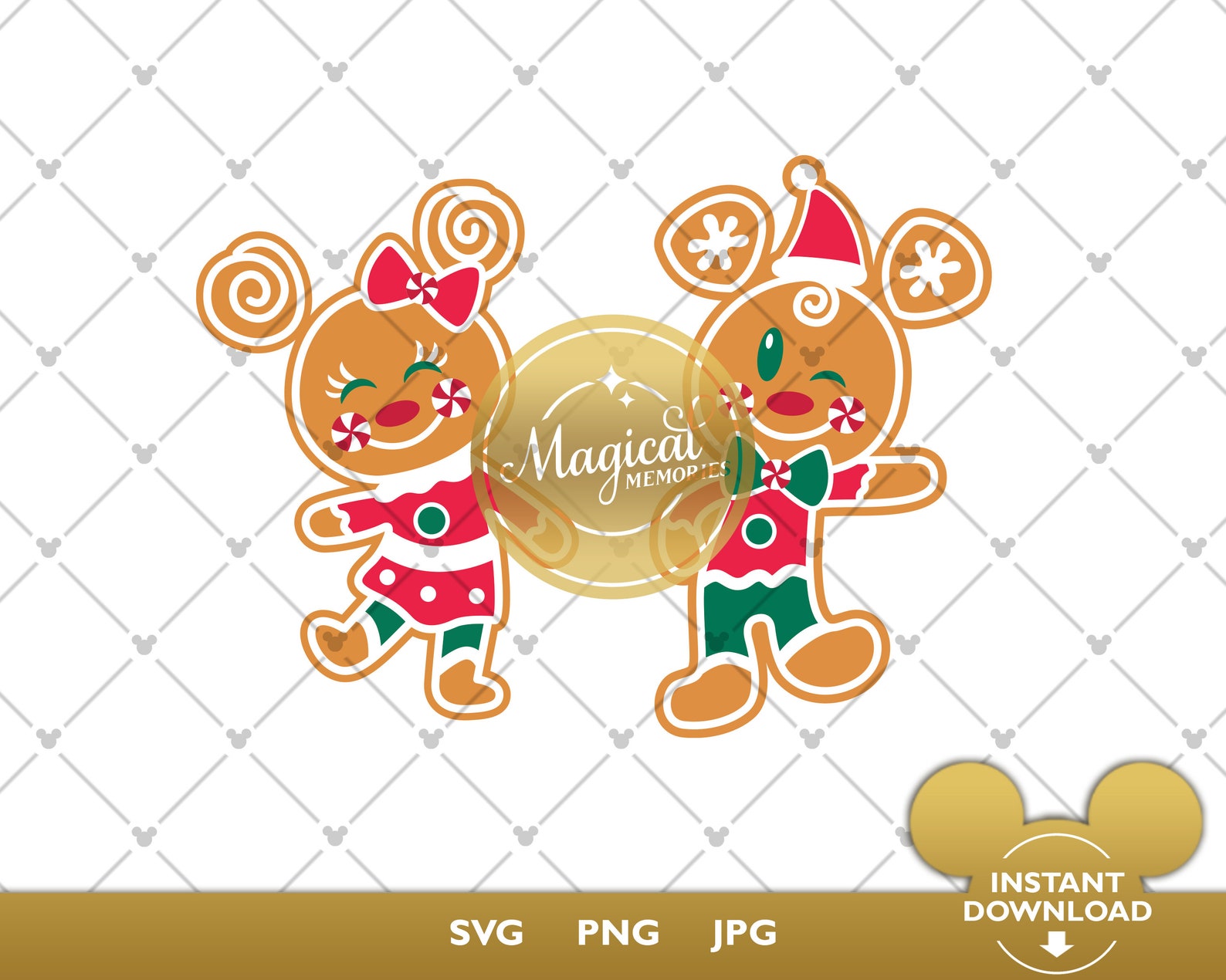 Mickey and Minnie Gingerbread SVG - Christmas Snacks - Etsy