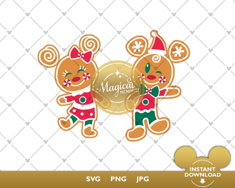 Mickey and Minnie Gingerbread SVG - Christmas Snacks - Etsy