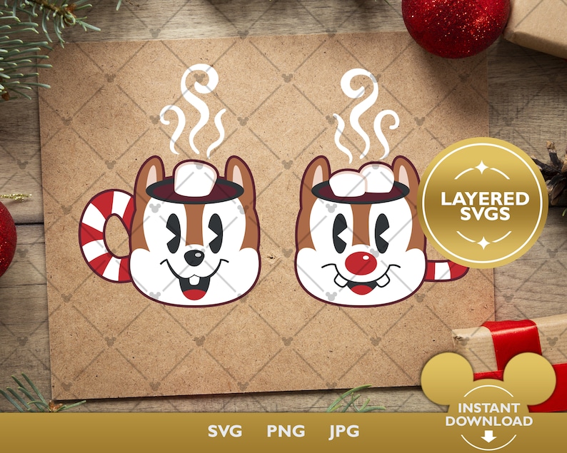 Chip N Dale Mug SVG - Christmas SVG - Hot Drink SVG - Etsy