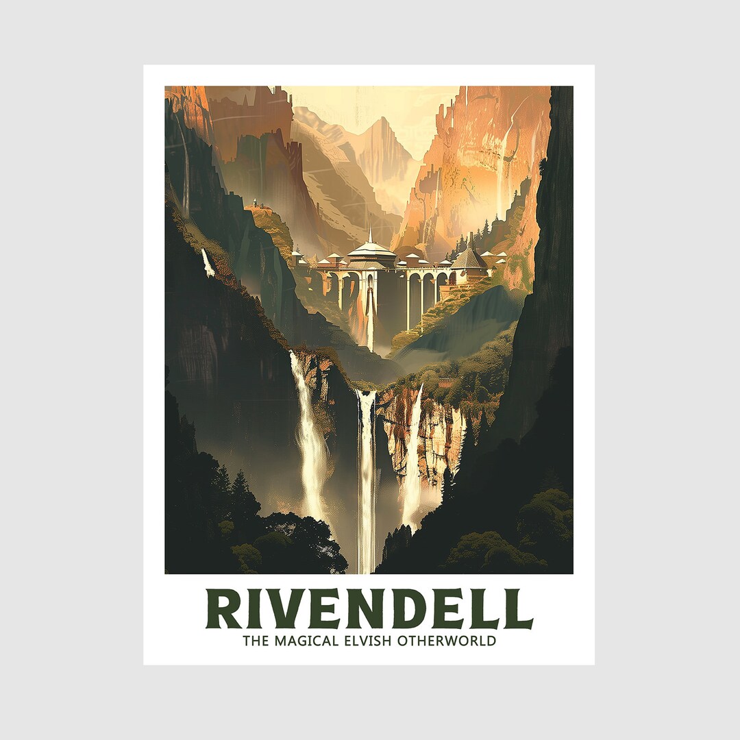 Rivendell Travel Poster Lord of the Rings and Hobbit Magical Elvish ...