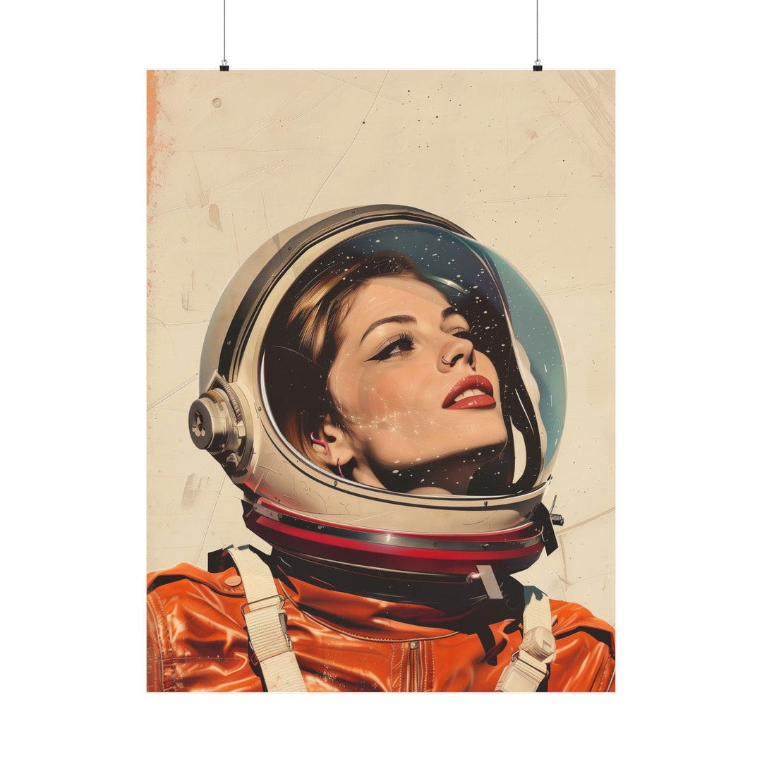 Retro Female Astronaut Poster Print Classic Retro Futuristic 50s and ...