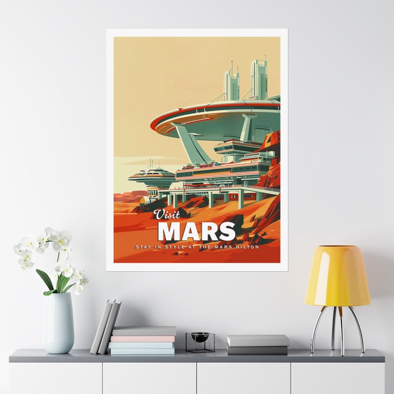 Mars Sci Fi Travel Poster A Retro Futuristic Science Fiction Travel ...