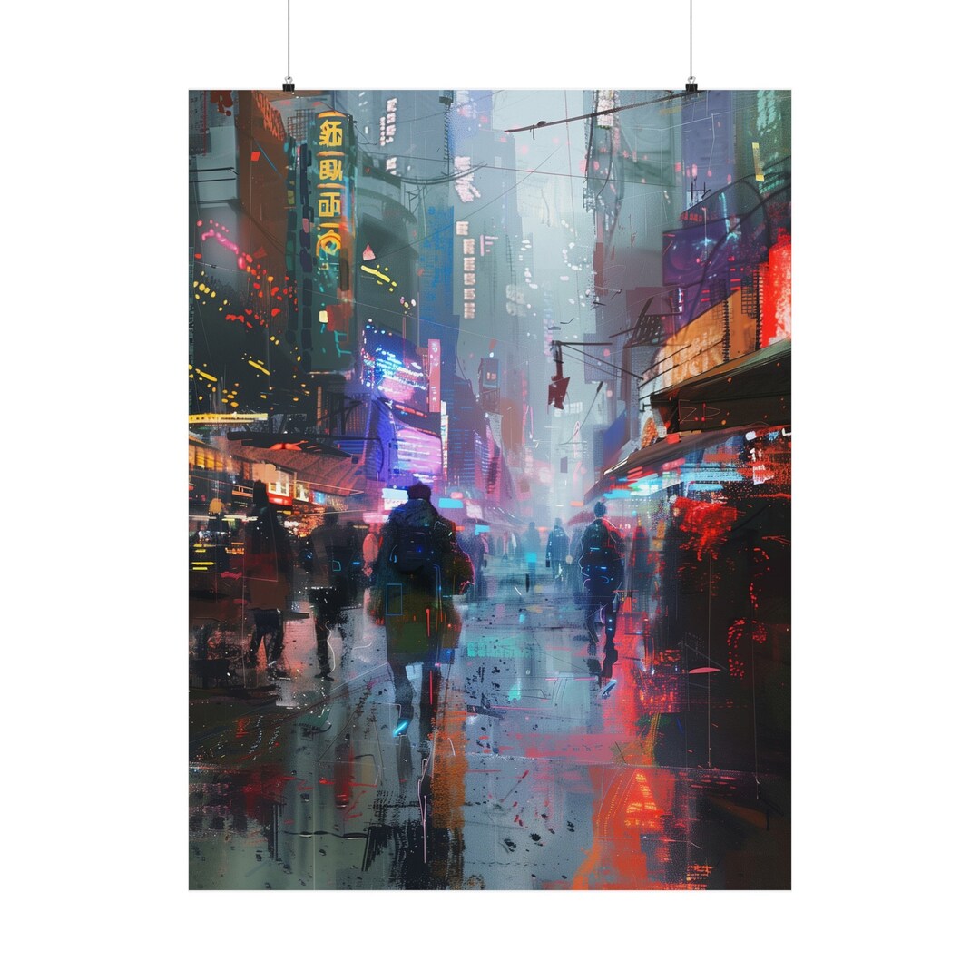 Cyberpunk Art Poster A Cyberpunk Impressionist Art Print With Classic ...