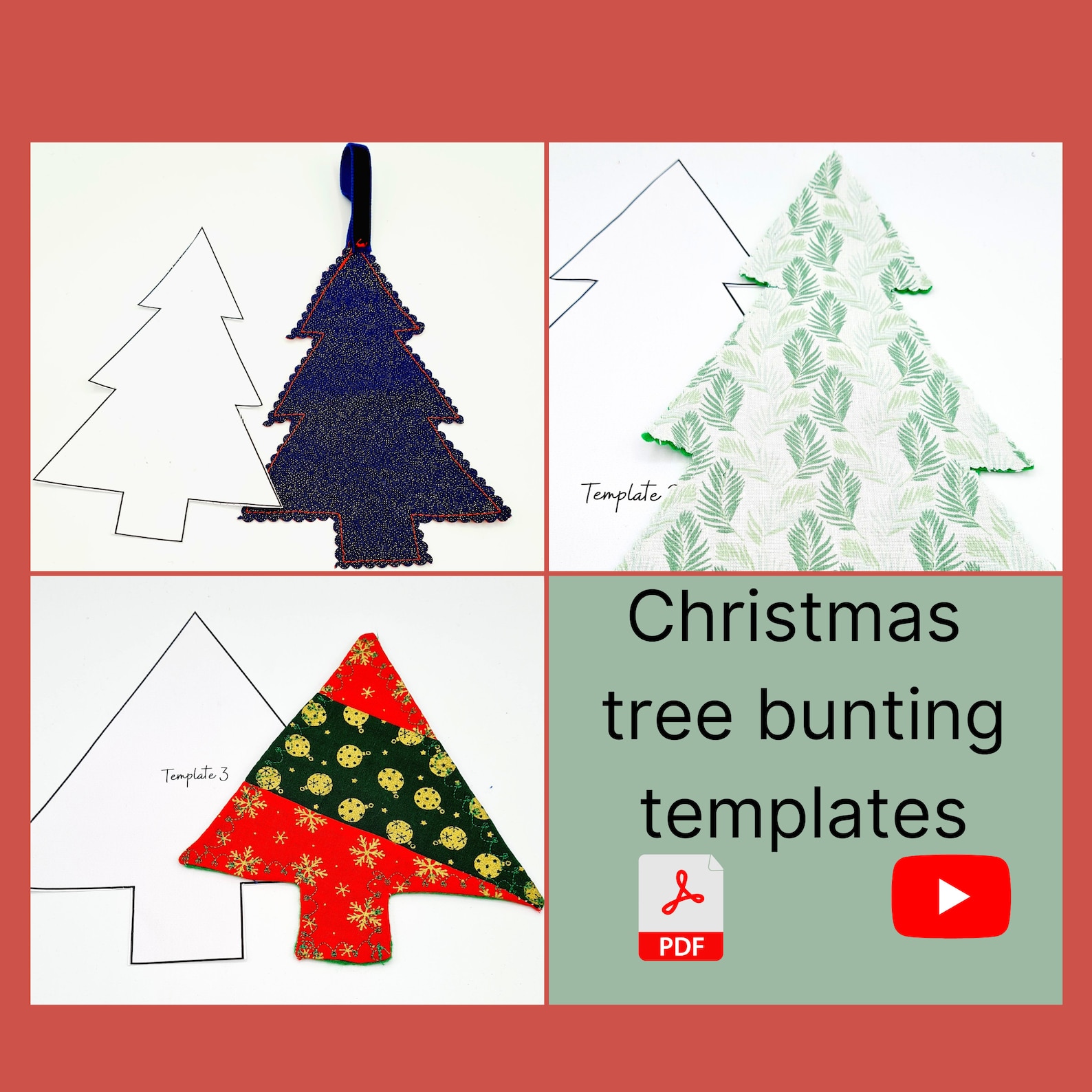 Christmas Tree Bunting and Decoration Templates PDF - Etsy UK