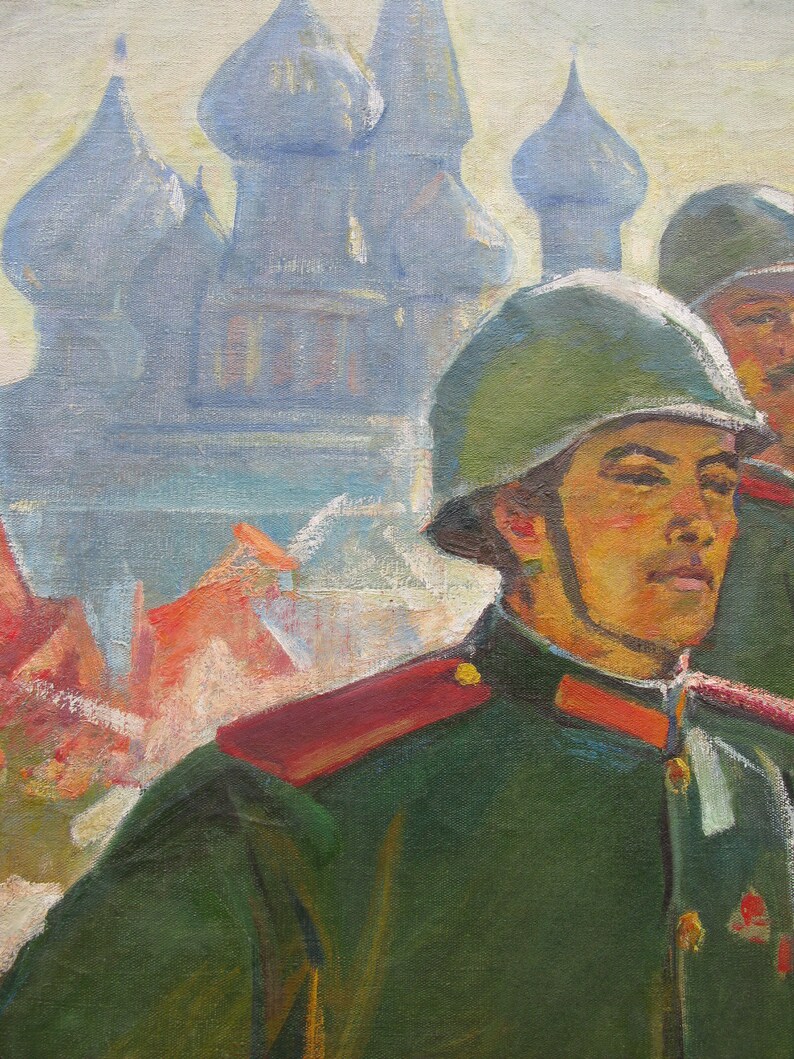 VINTAGE ORIGINAL PAINTING, Socialist Realism, Genre Painting, Victory ...
