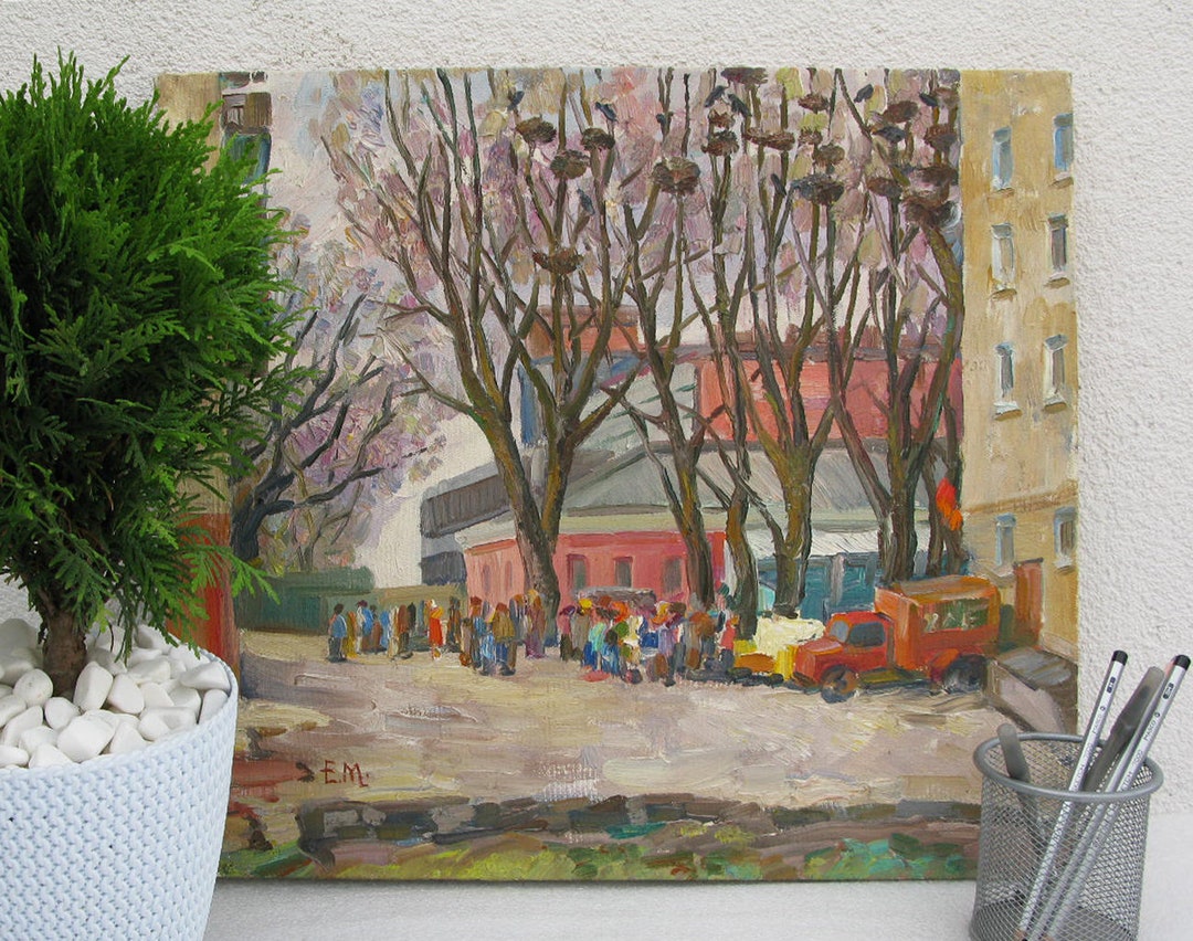 VINTAGE ORIGINAL PAINTING, Oil Painting, Social Realism, Vintage ...