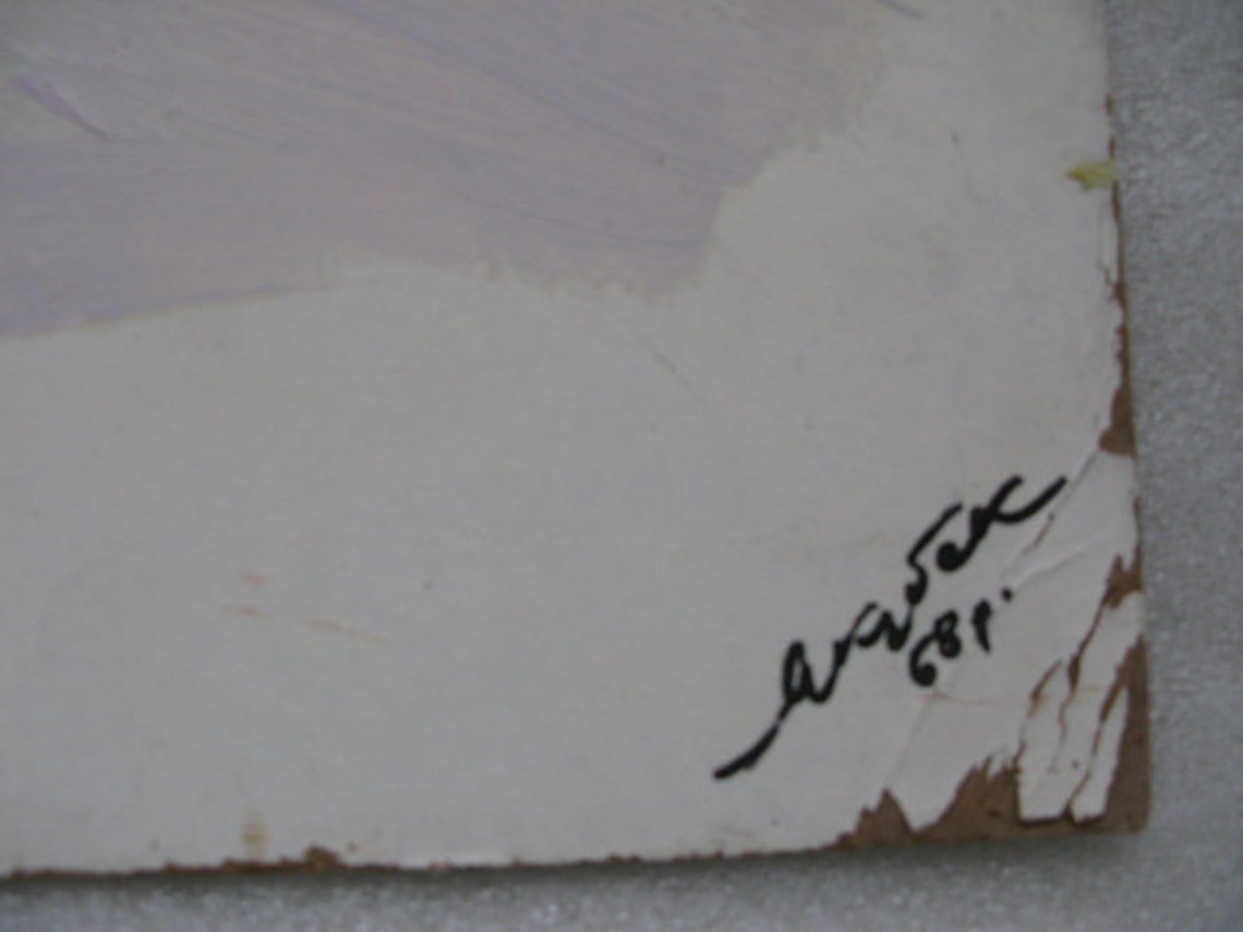 VINTAGE ORIGANAL PAINTING, Landscape, “winter Motive”, Oil on Cardboard ...