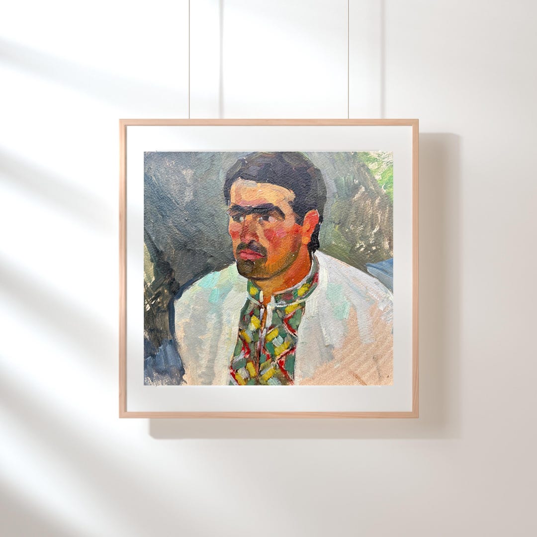 VINTAGE PAINTING, Vintage Realism, Socialist Realism, Portrait, Male ...