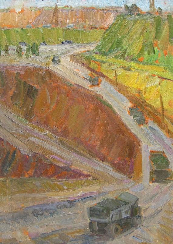 Oil Painting Ukrainian artist B landscape 1963 Kolesnik VINTAGE ...